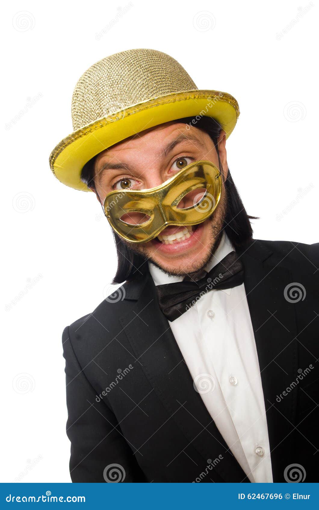 Funny Man Wearing Mask Isolated on White Stock Photo - Image of mask ...