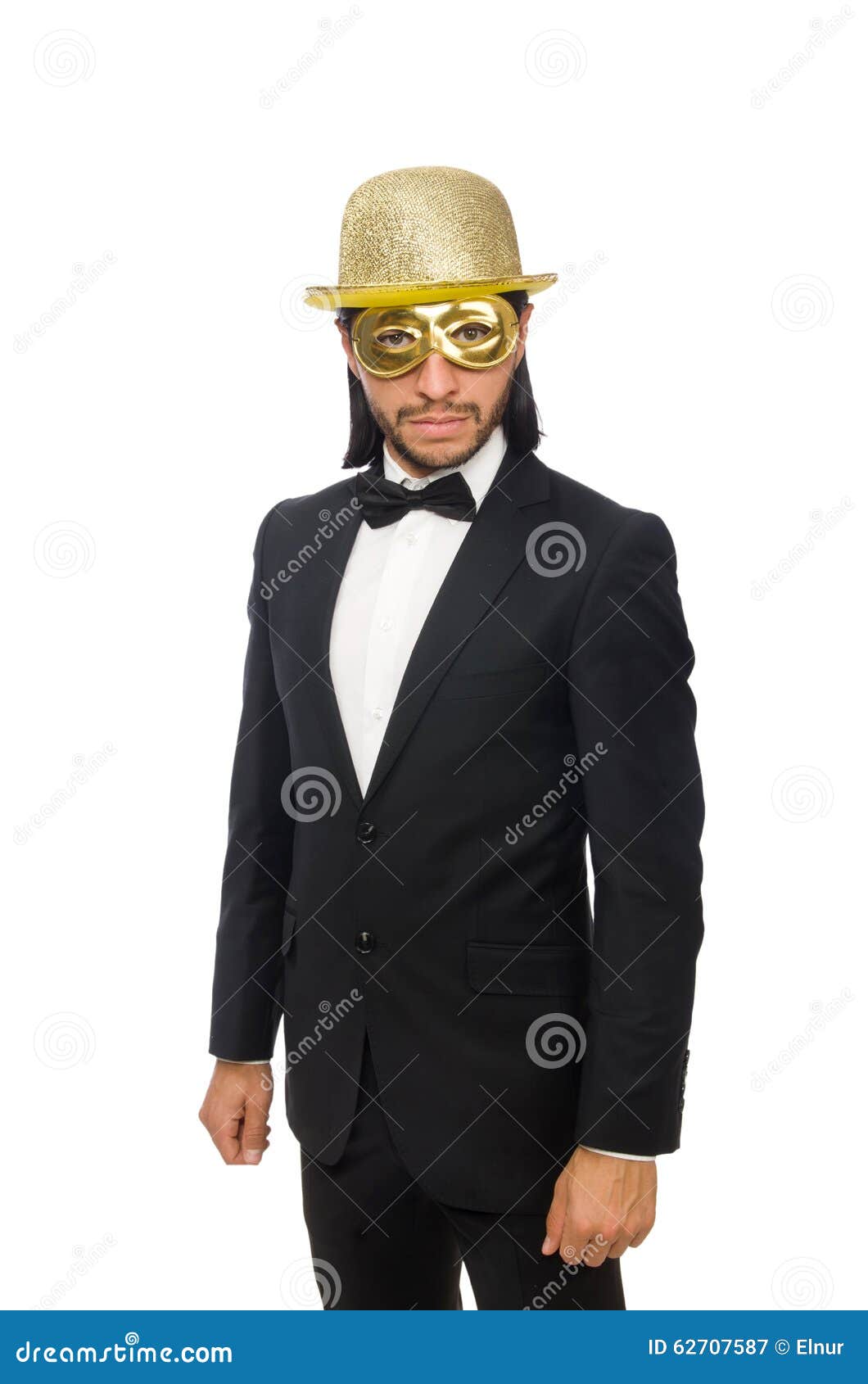 Funny Man Wearing Mask Isolated on White Stock Image - Image of ...