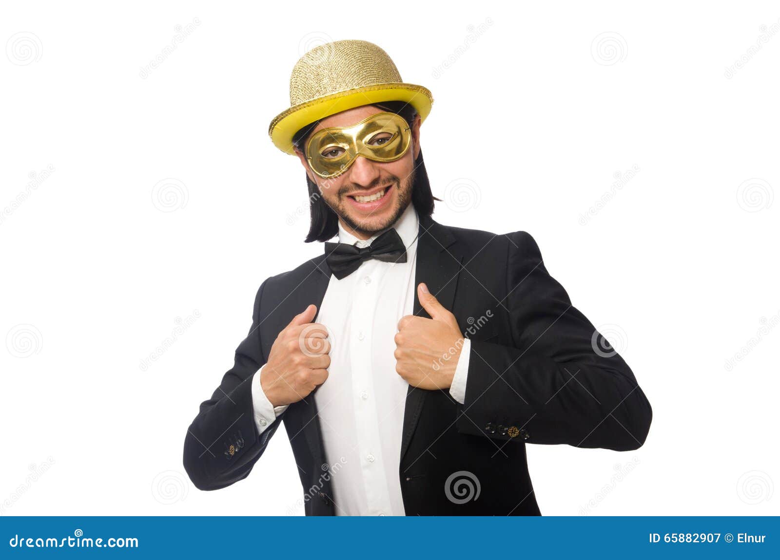 Funny Man Wearing Mask Isolated on White Stock Image - Image of actor ...