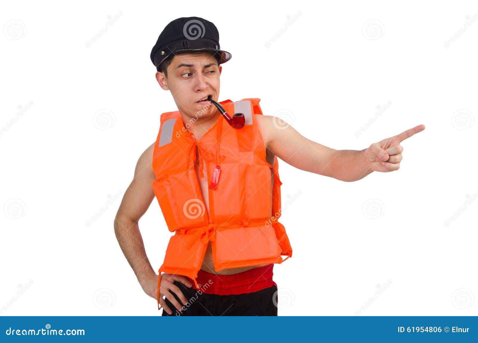 The Funny Man Wearing Orange Safety Vest Stock Photo - Image of jacket ...