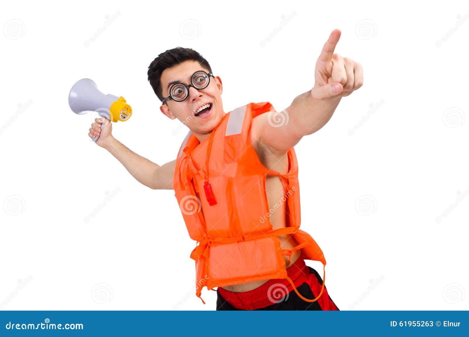 The Funny Man Wearing Orange Safety Vest Stock Image - Image of career ...