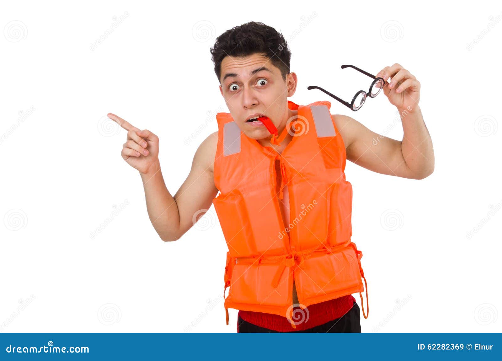 The Funny Man Wearing Orange Safety Vest Stock Image - Image of ...