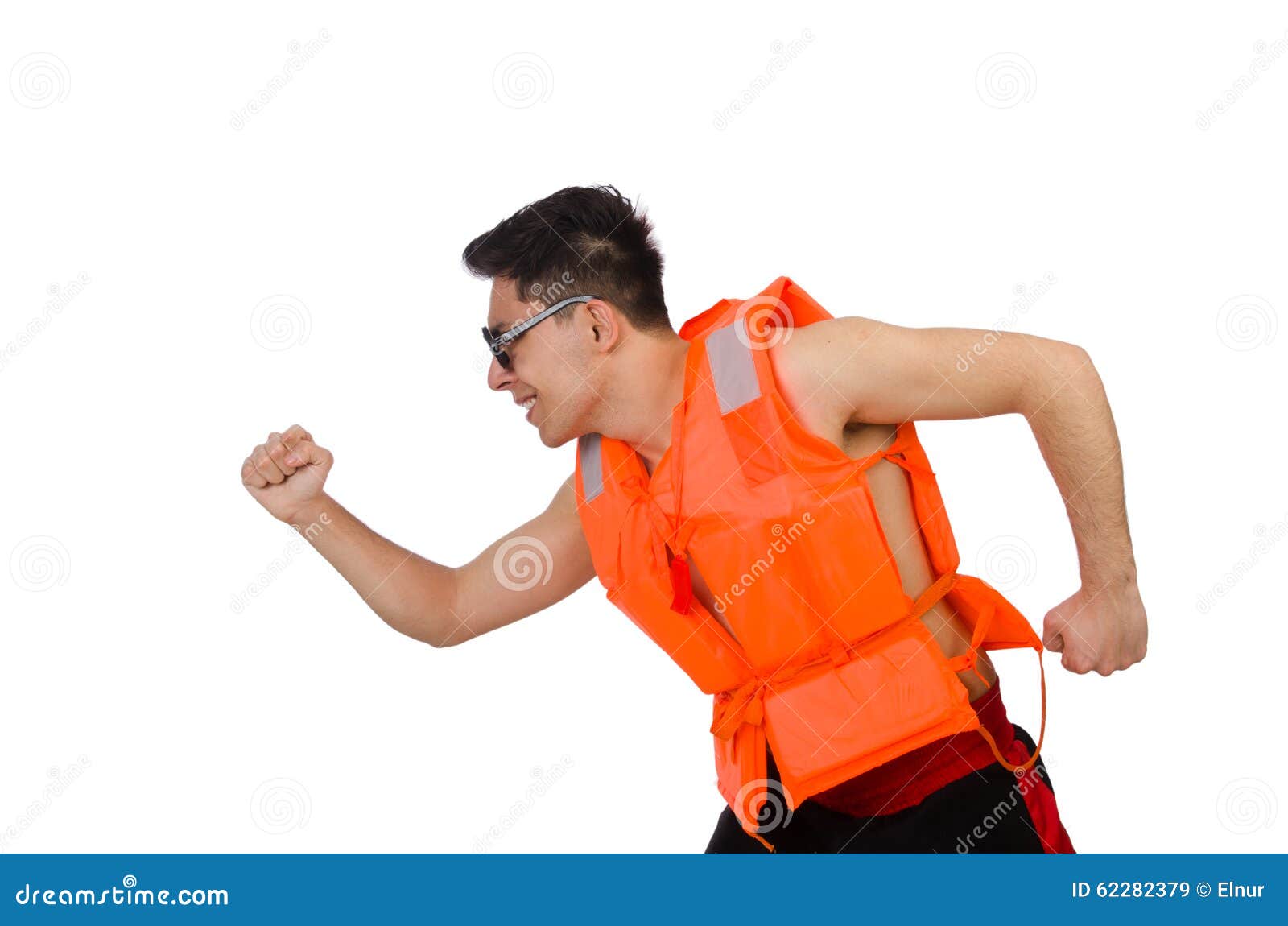The Funny Man Wearing Orange Safety Vest Stock Image - Image of guard ...