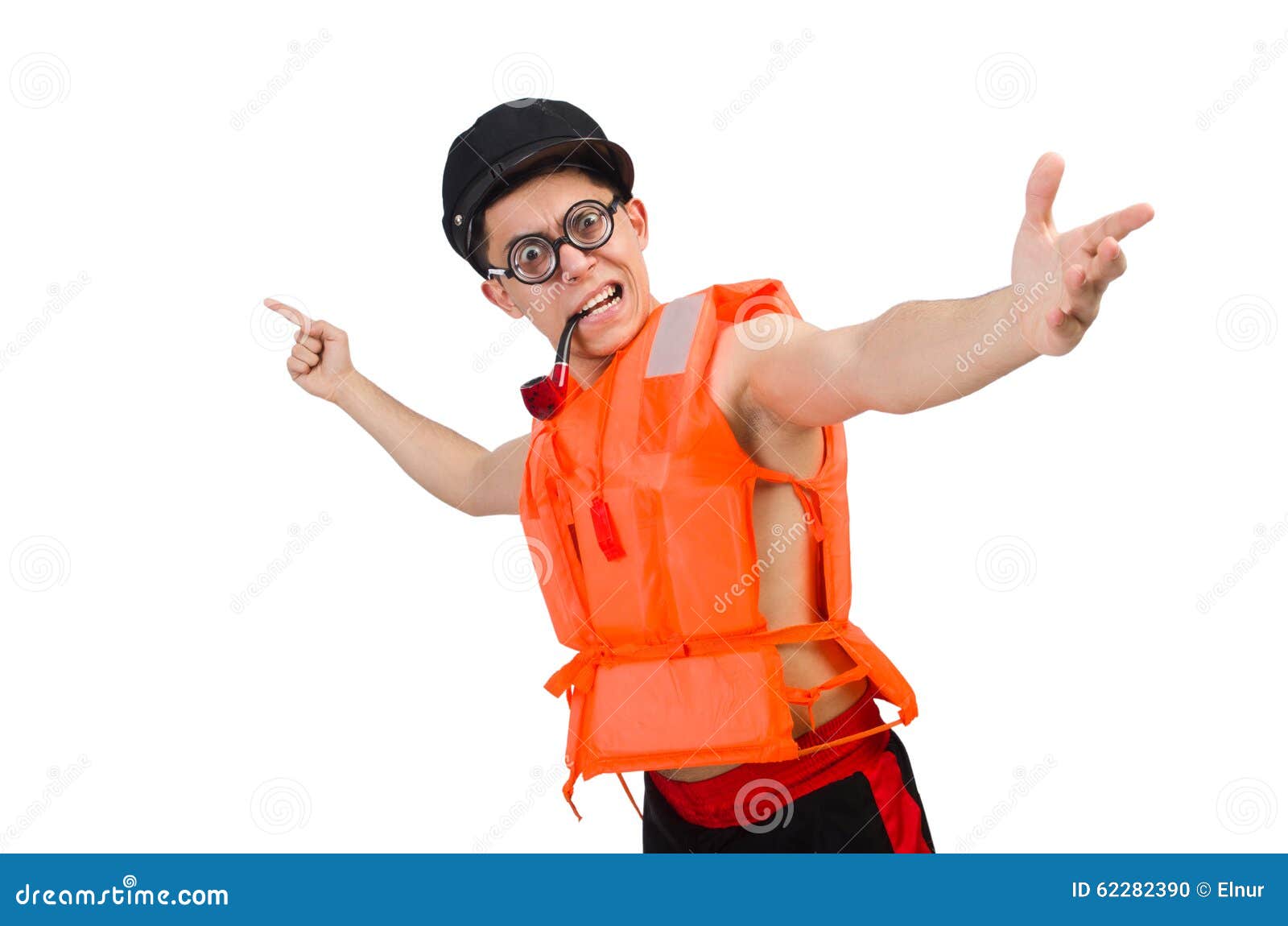 The Funny Man Wearing Orange Safety Vest Stock Photo - Image of funny ...