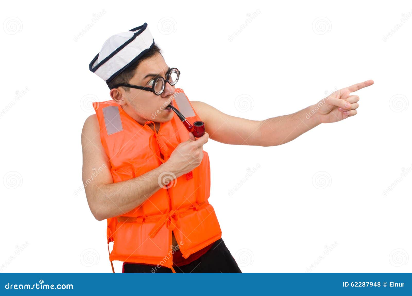 The Funny Man Wearing Orange Safety Vest Stock Photo - Image of glamour ...