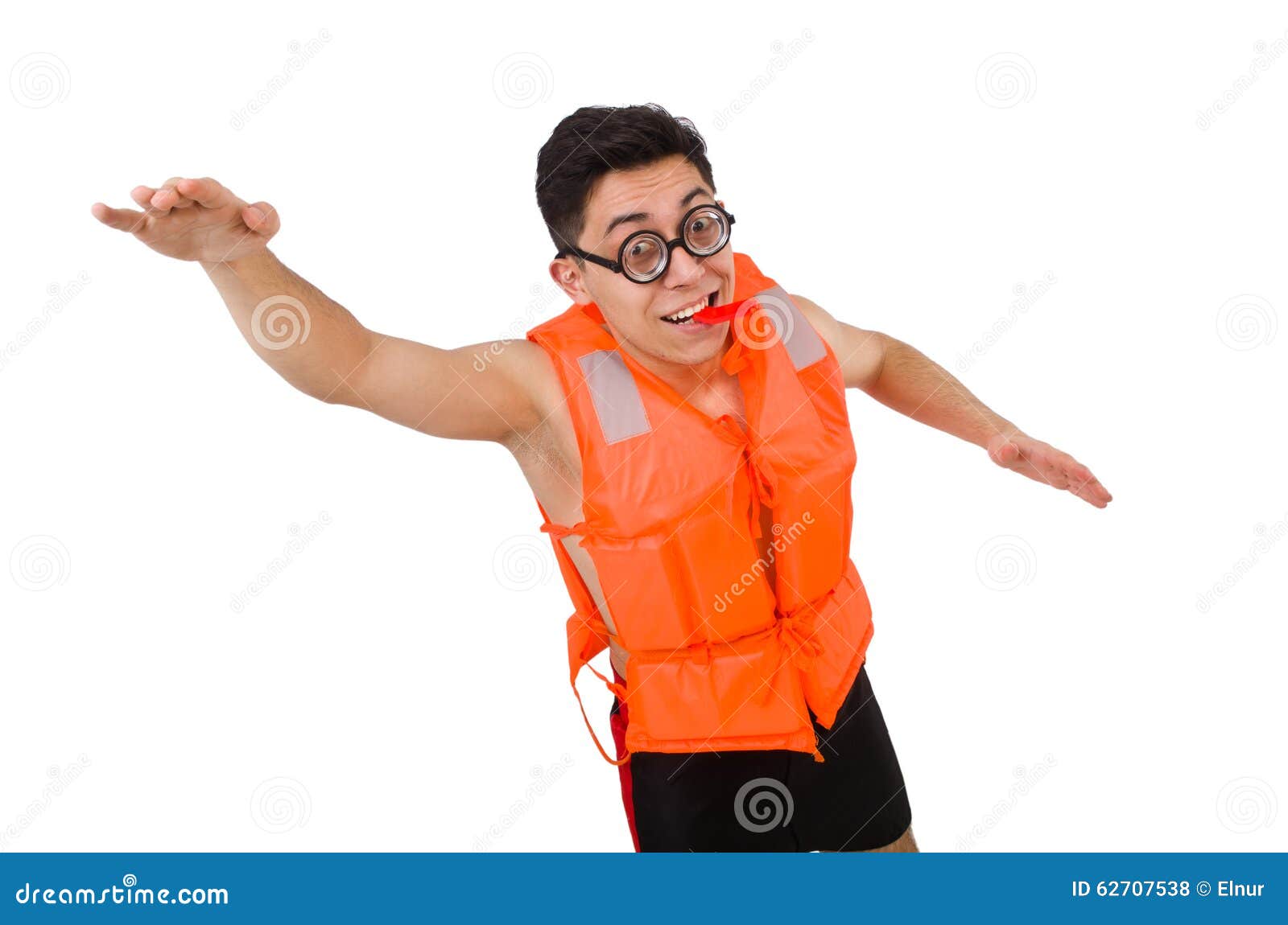 Funny Man Wearing Orange Safety Vest Stock Photo - Image of danger ...