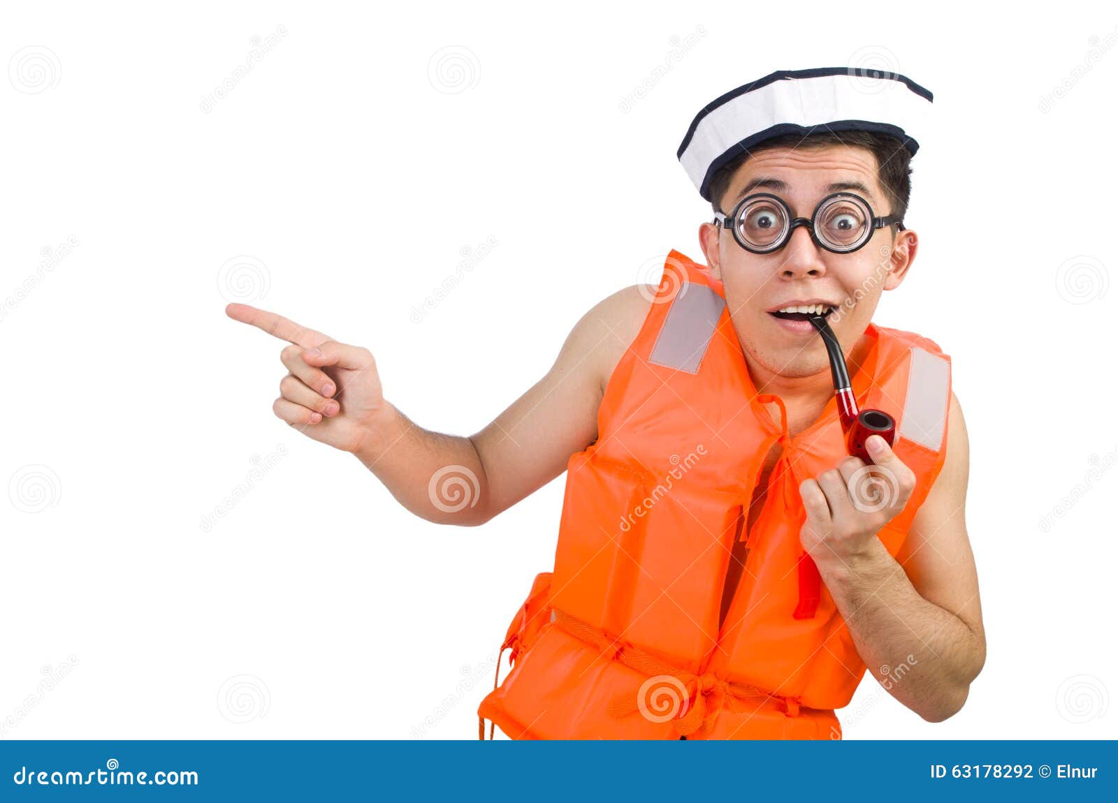 The Funny Man Wearing Orange Safety Vest Stock Photo - Image of humour ...