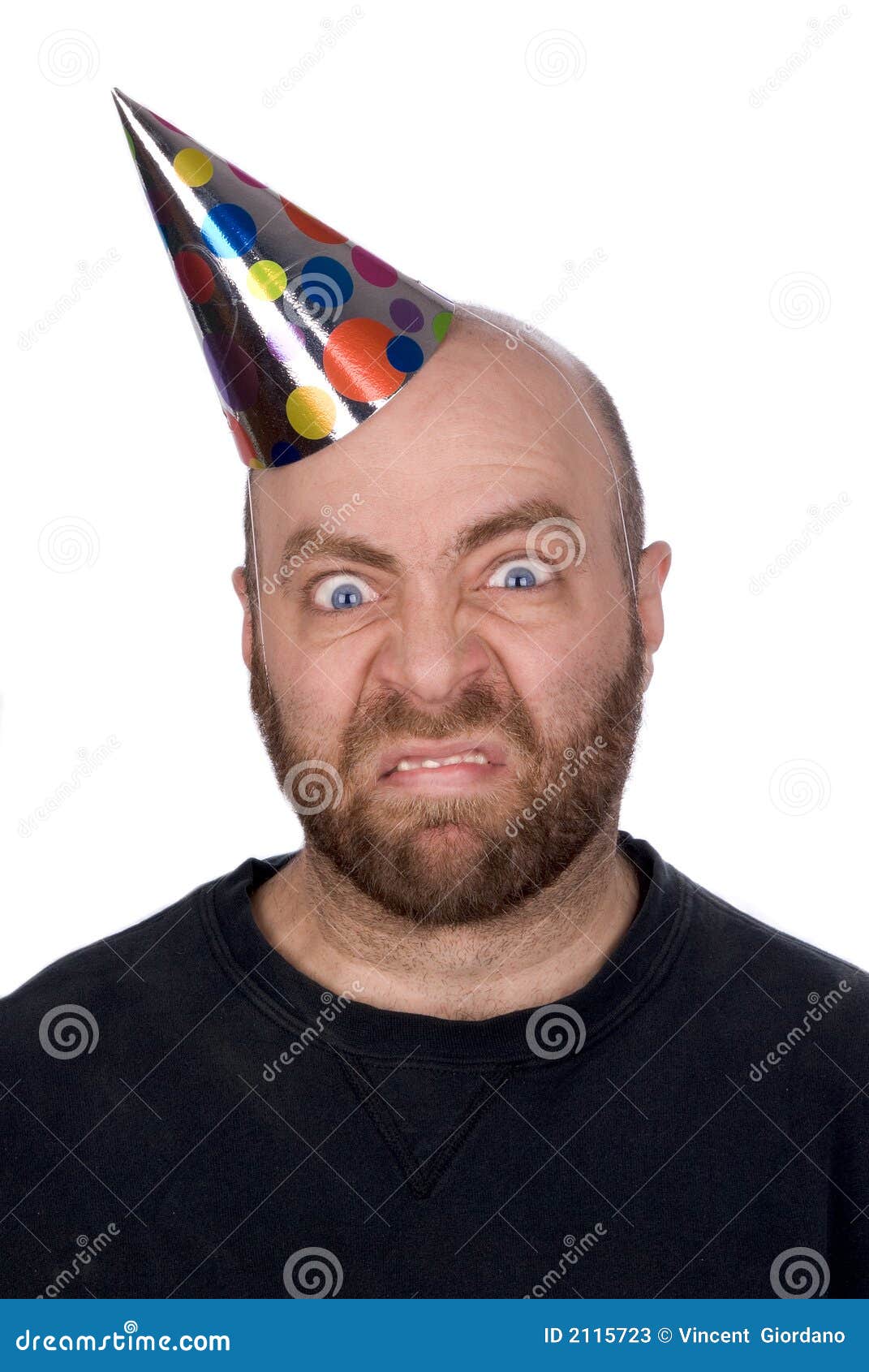 Funny Man Wearing a Party Hat Stock Image - Image of person, expression ...