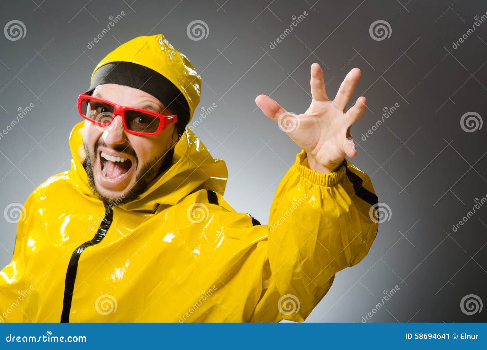 Funny Man Wearing Yellow Suit Stock Image - Image of glasses, adult ...