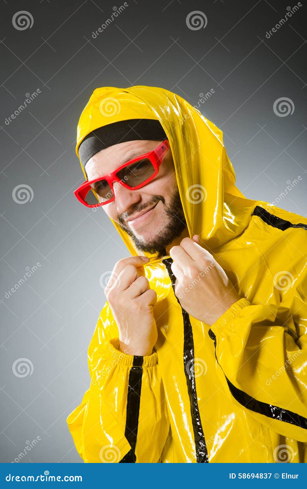 Funny Man Wearing Yellow Suit Stock Image - Image of lifestyle, nerd ...