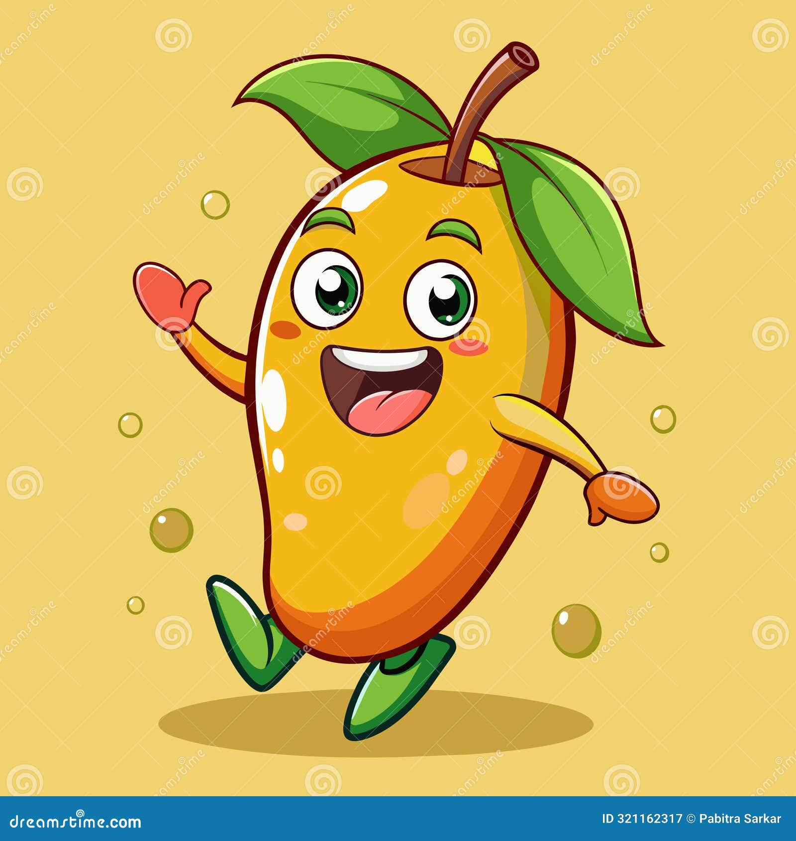 Funny Mango Clipart , Funny Mango Cartoon Flat Design Stock ...