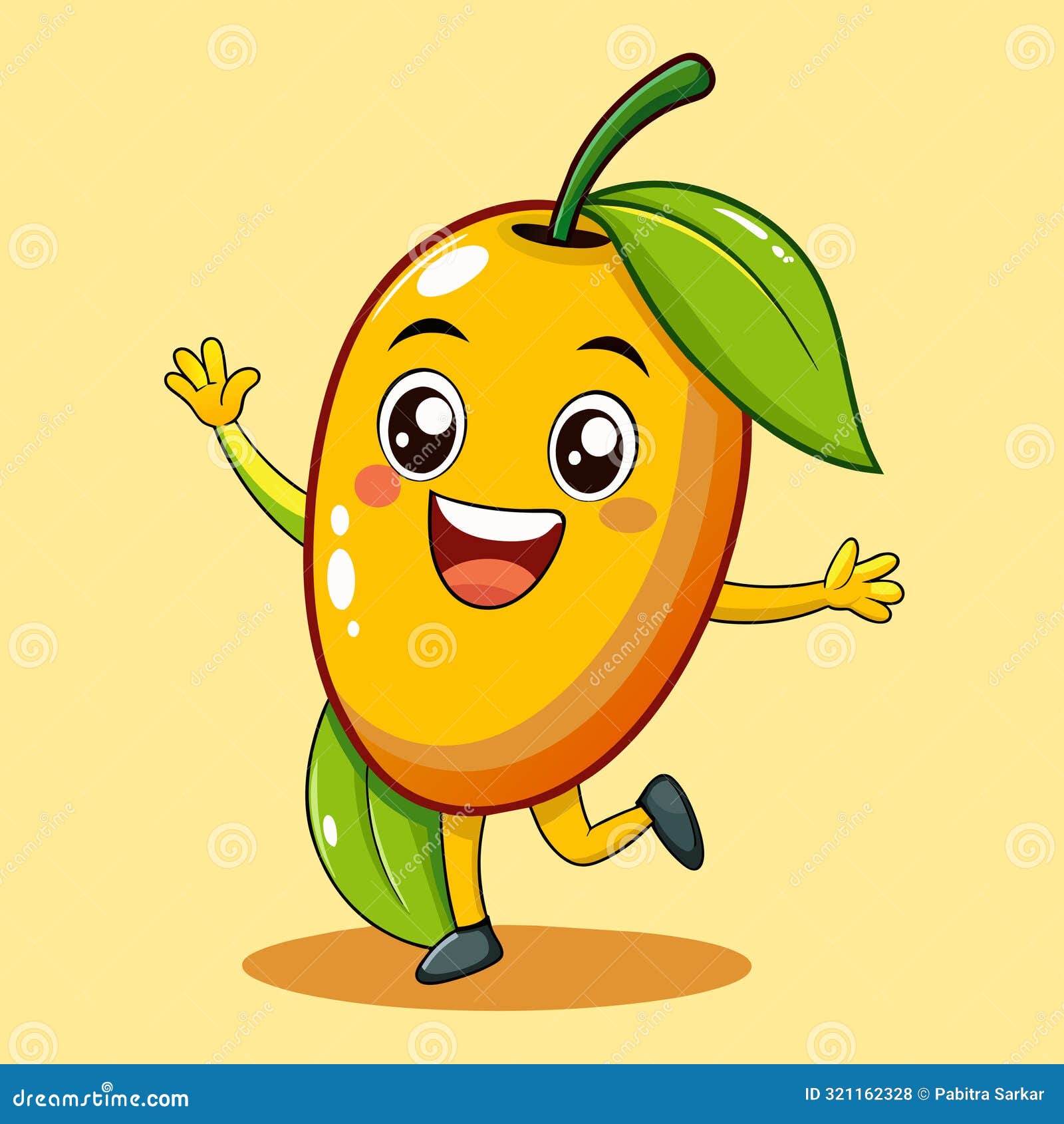 Funny Mango Clipart , Funny Mango Cartoon Flat Design Stock ...