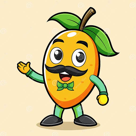 Funny Mango Clipart , Funny Mango Cartoon Flat Design Stock ...