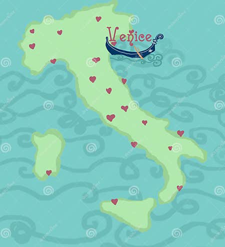 Funny map of Italy. Venice stock illustration. Illustration of italian ...