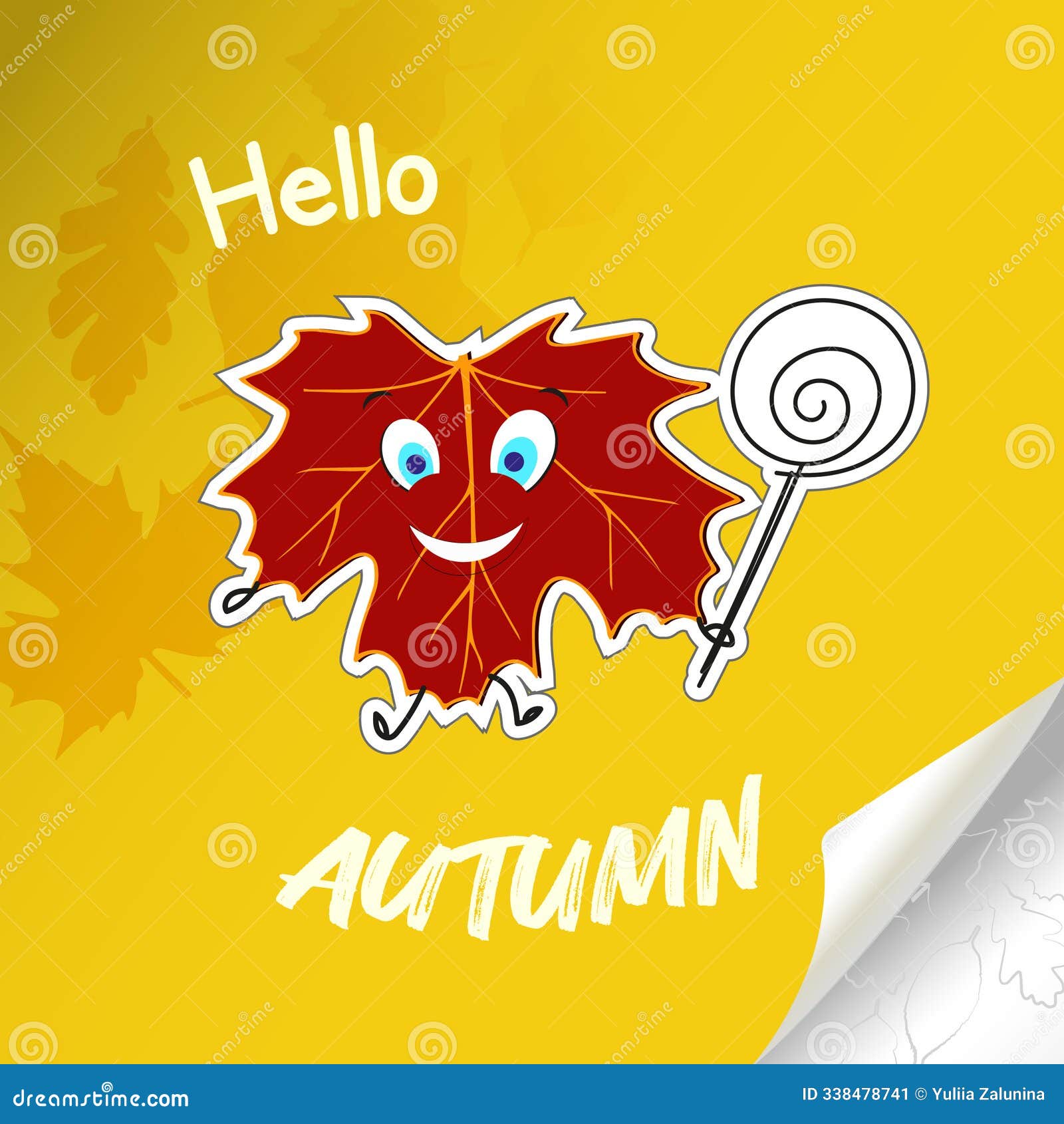 Funny Maple Leaf Sticker with Candy Stock Illustration - Illustration ...