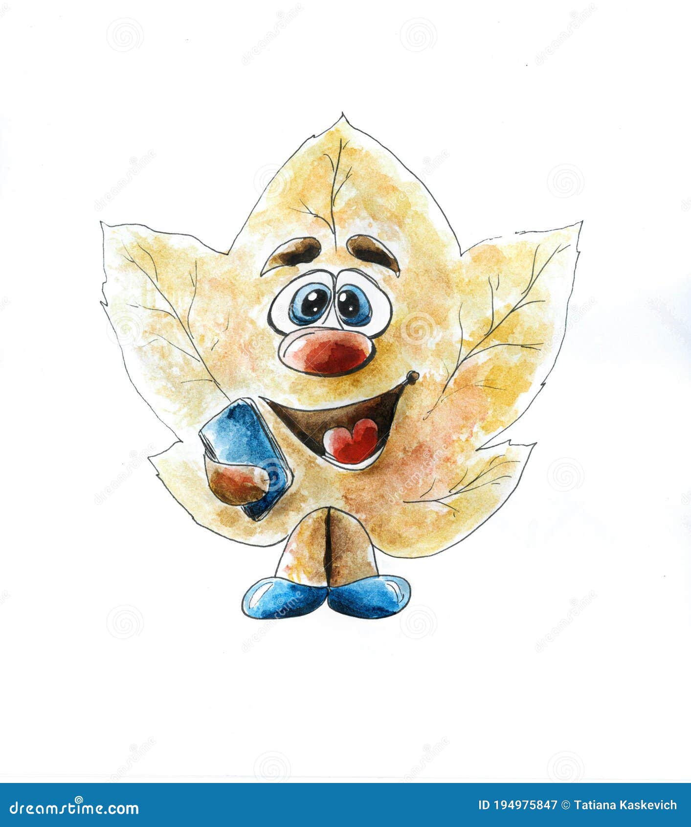Funny Maple Leaf with a Textbook. Stock Illustration - Illustration of ...
