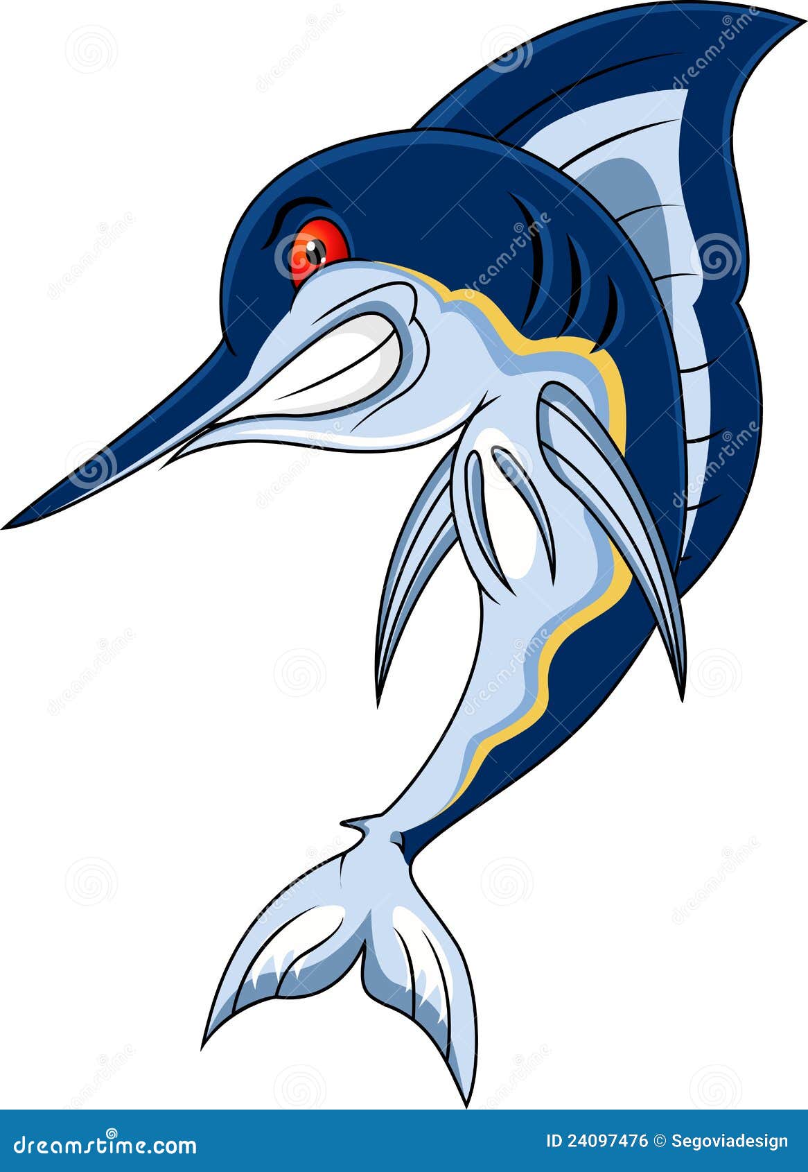 Funny marlin fish stock vector. Illustration of detailed - 24097476