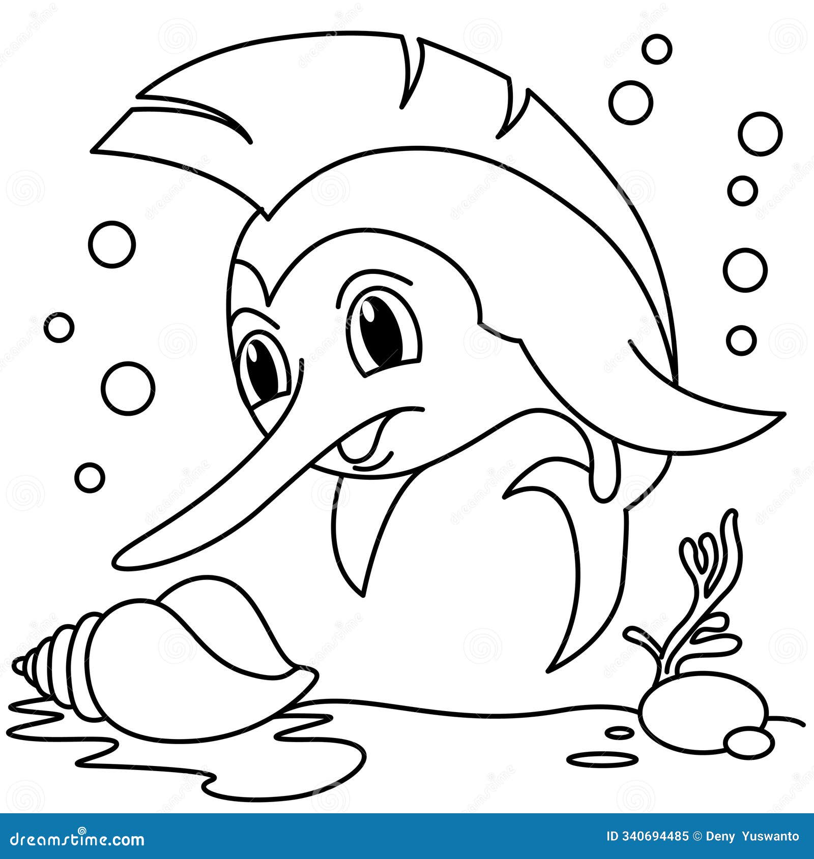 Funny Marlin Fish Cartoon Characters Vector Illustration. for Kids ...