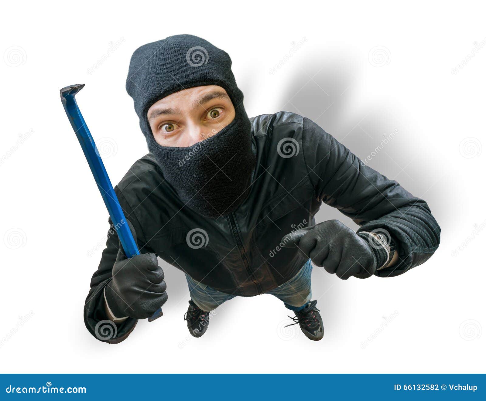 Funny Masked Robber or Thief. View from Top or from Hidden Camera Stock ...