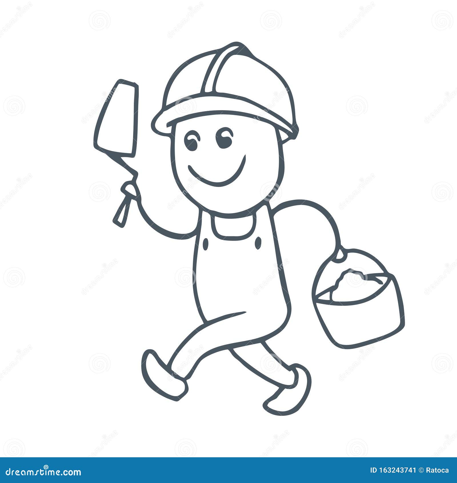 Funny Mason Worker Draw Vector Illustration | CartoonDealer.com #160150706