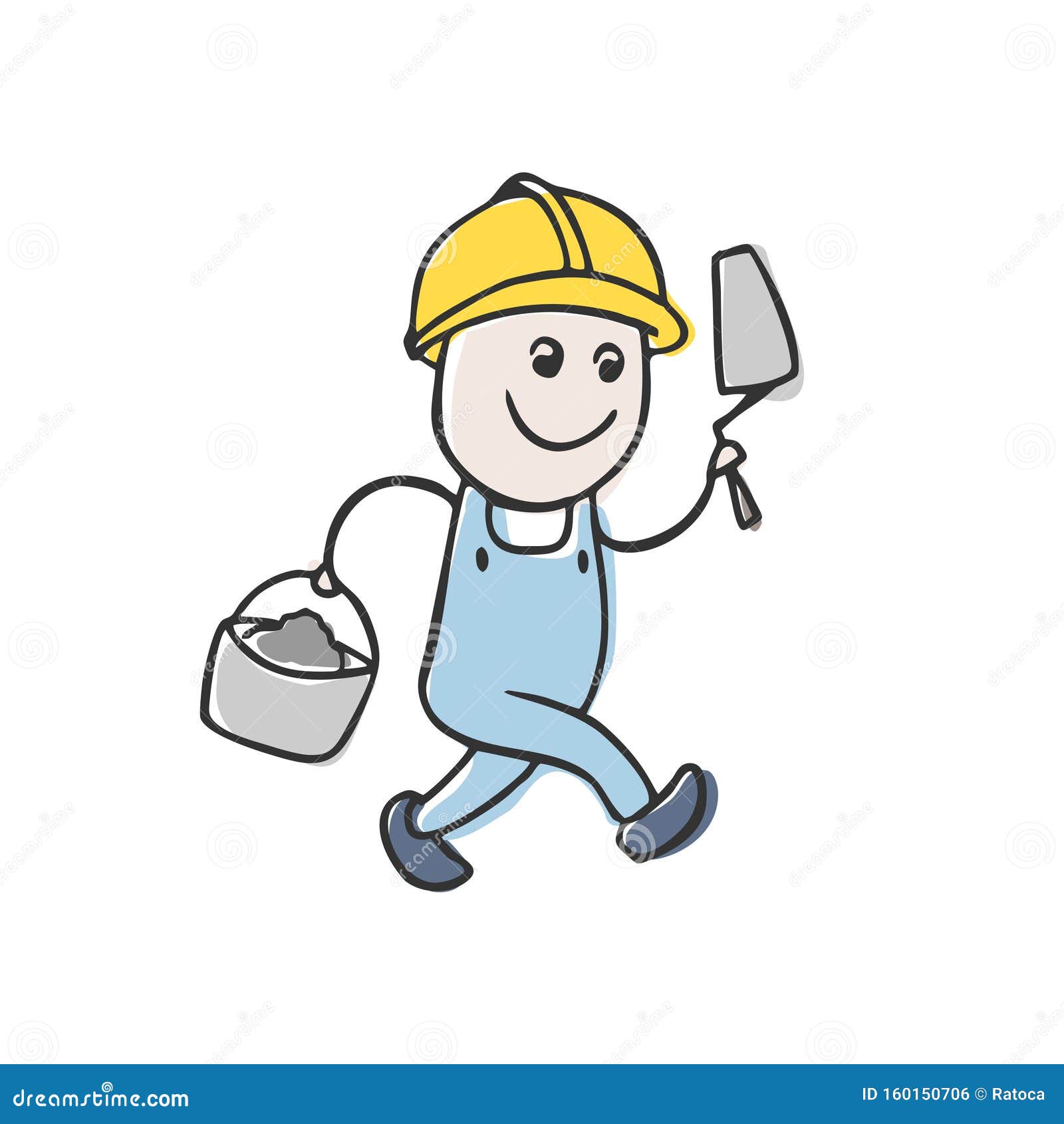 Funny mason worker draw stock vector. Illustration of work - 160150706