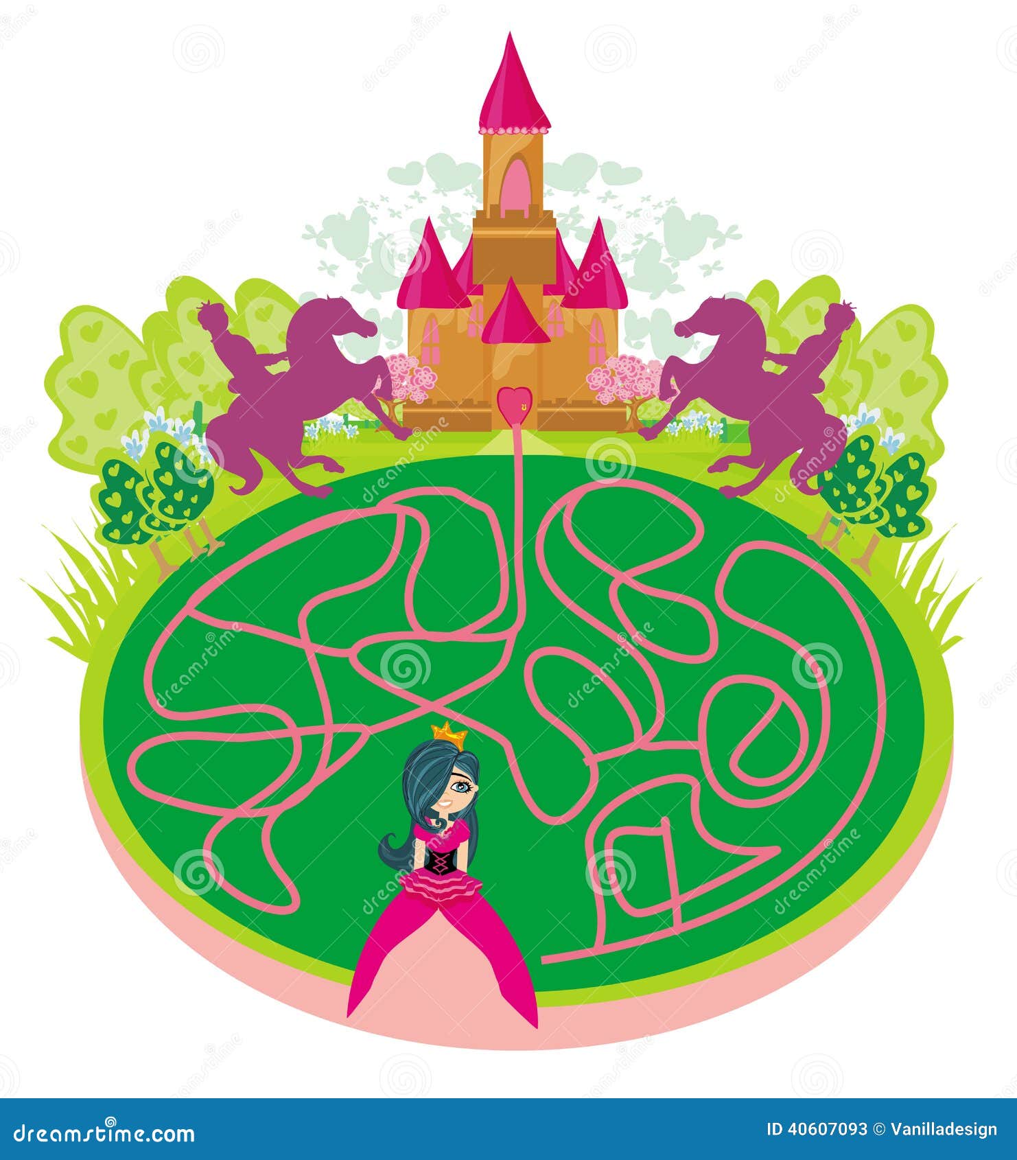 Funny Maze Game - Princess Looking for a Way To the Castle Stock Vector ... Funny Maze Game - Princess Looking for a Way To the Castle Stock Vector ...