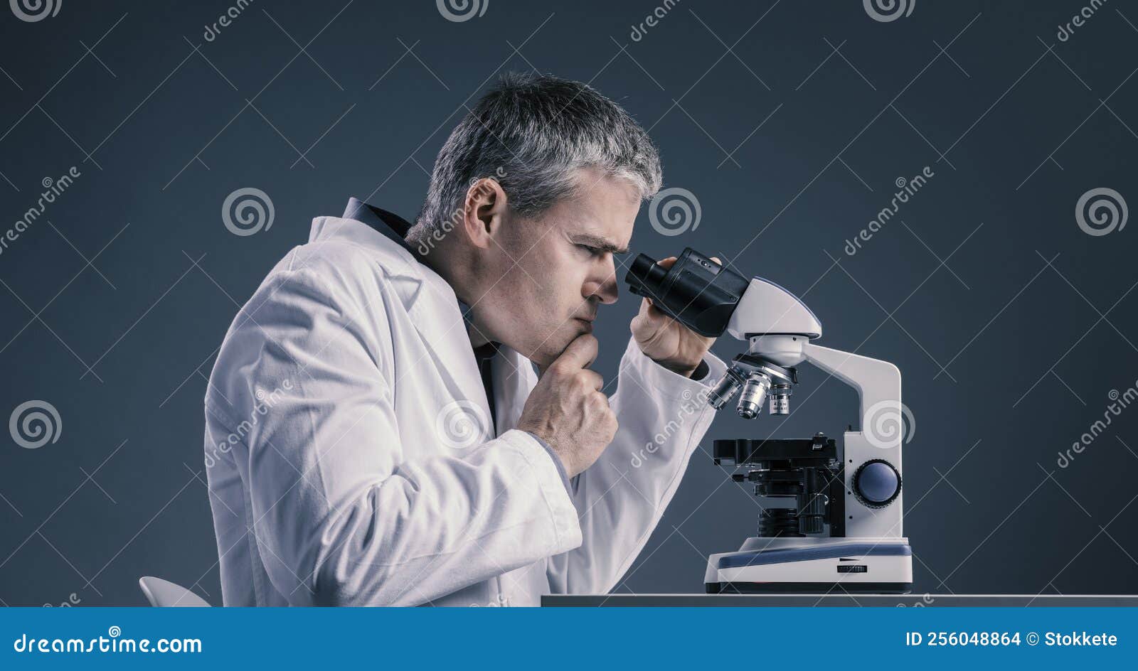 Funny Medical Scientist Working with a Microscope Stock Photo - Image ...