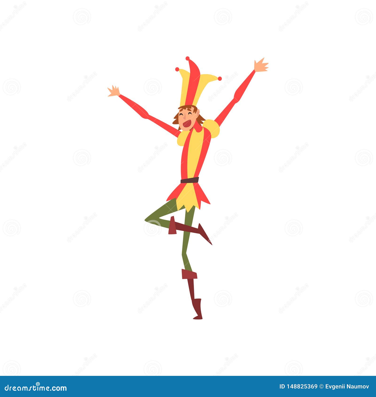 Funny Medieval Jester Character in Bright Costume Vector Illustration ...