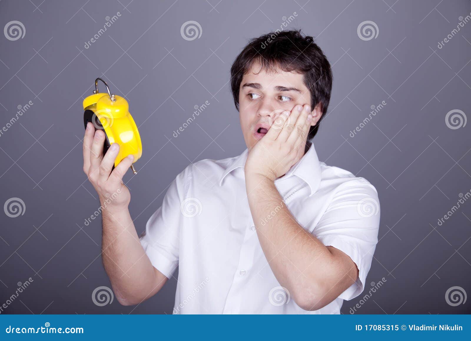 Funny men with clock. stock image. Image of adult, studio - 17085315