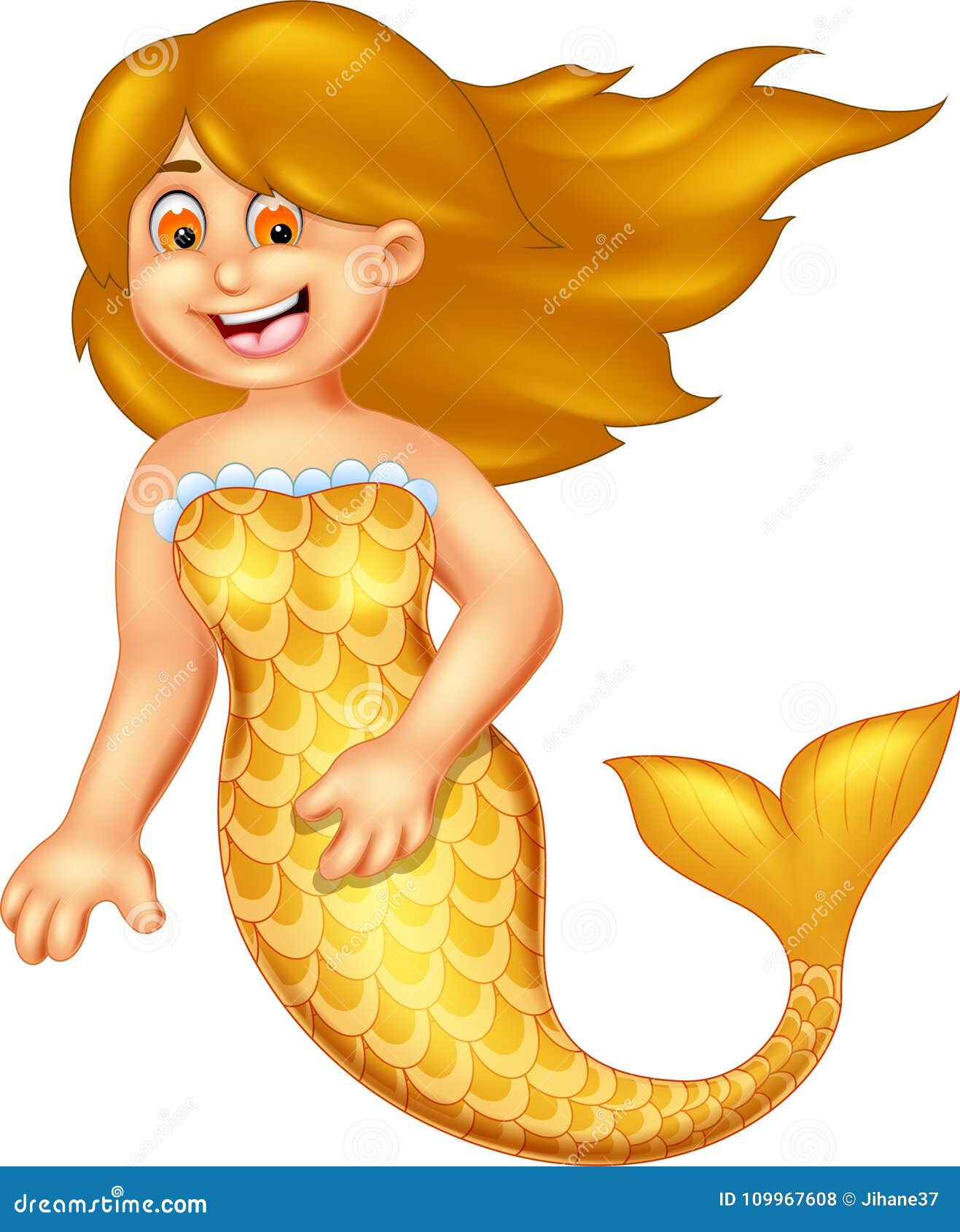 Funny Mermaid Cartoon Posing with Smiling Stock Illustration ...
