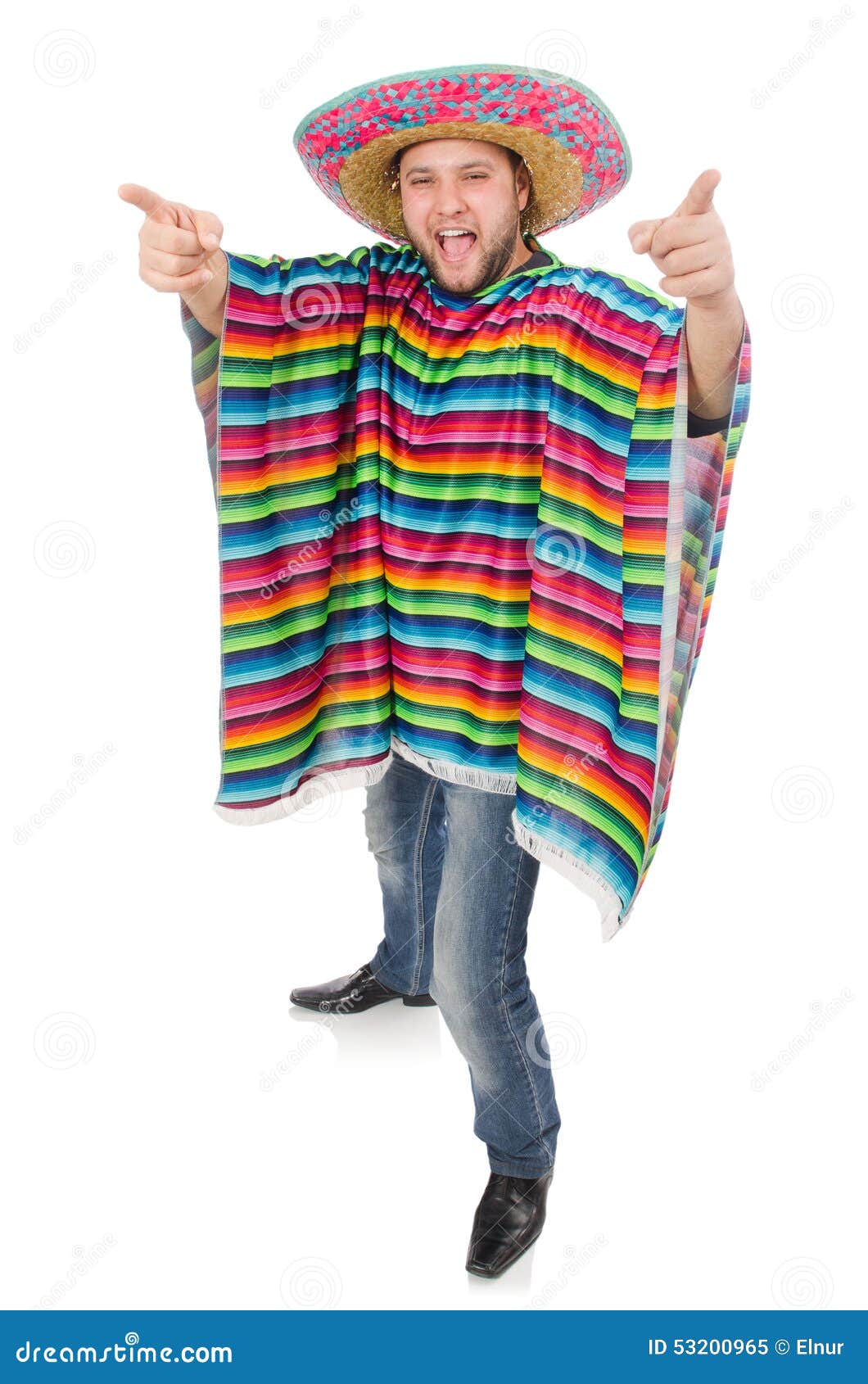 Funny Mexican Isolated on White Stock Image - Image of mariachi, serape ...