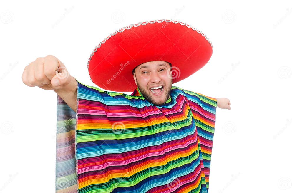 Funny Mexican Isolated on White Stock Photo - Image of smile, sombrero ...