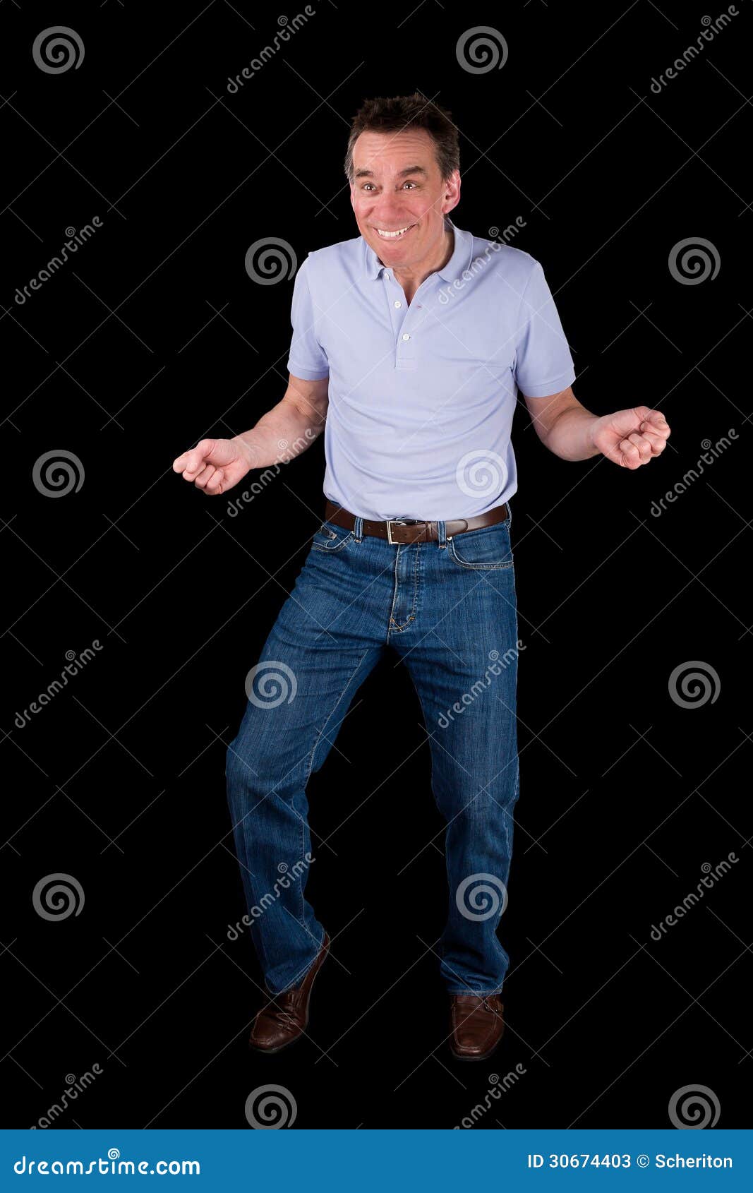 Funny Middle Age Man Doing Silly Dance Stock Image - Image of funky ...