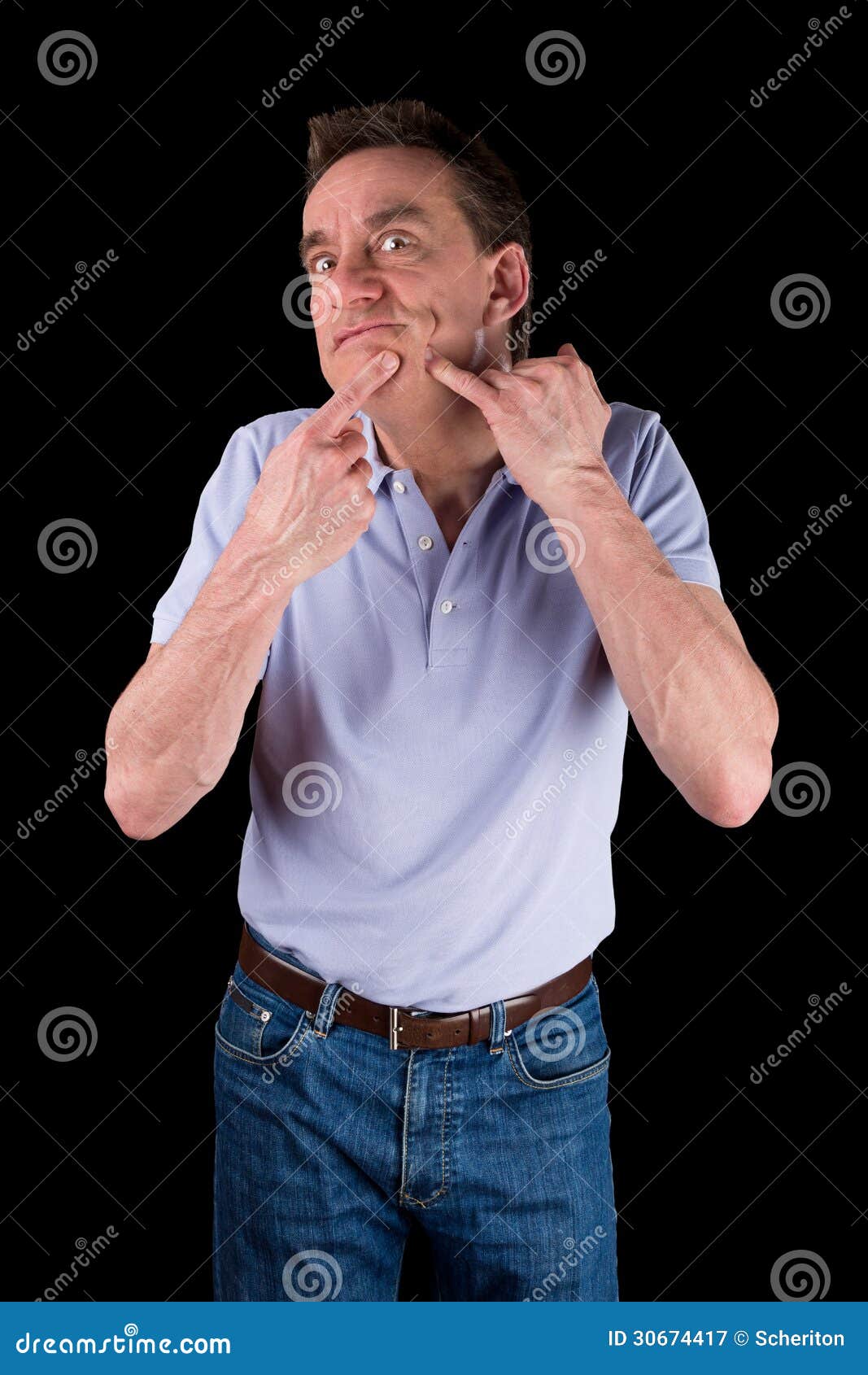 Funny Middle Age Man Squeezing Face Stock Image - Image of manager ...