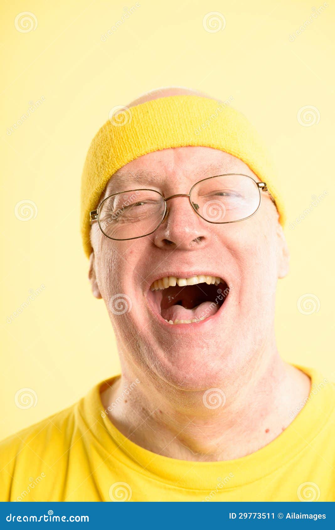 Funny Man Portrait Real People High Definition Yellow Background Stock ...
