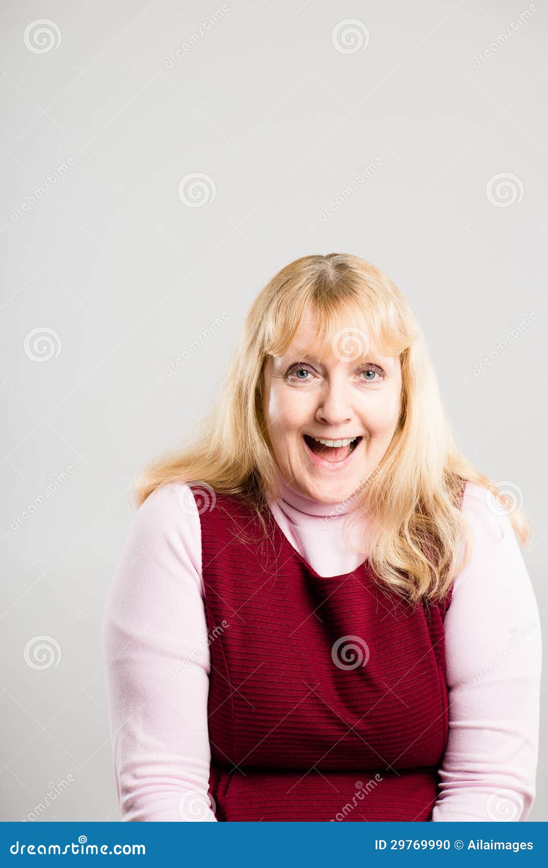 Funny Woman Portrait Real People High Definition Grey Background Stock ...