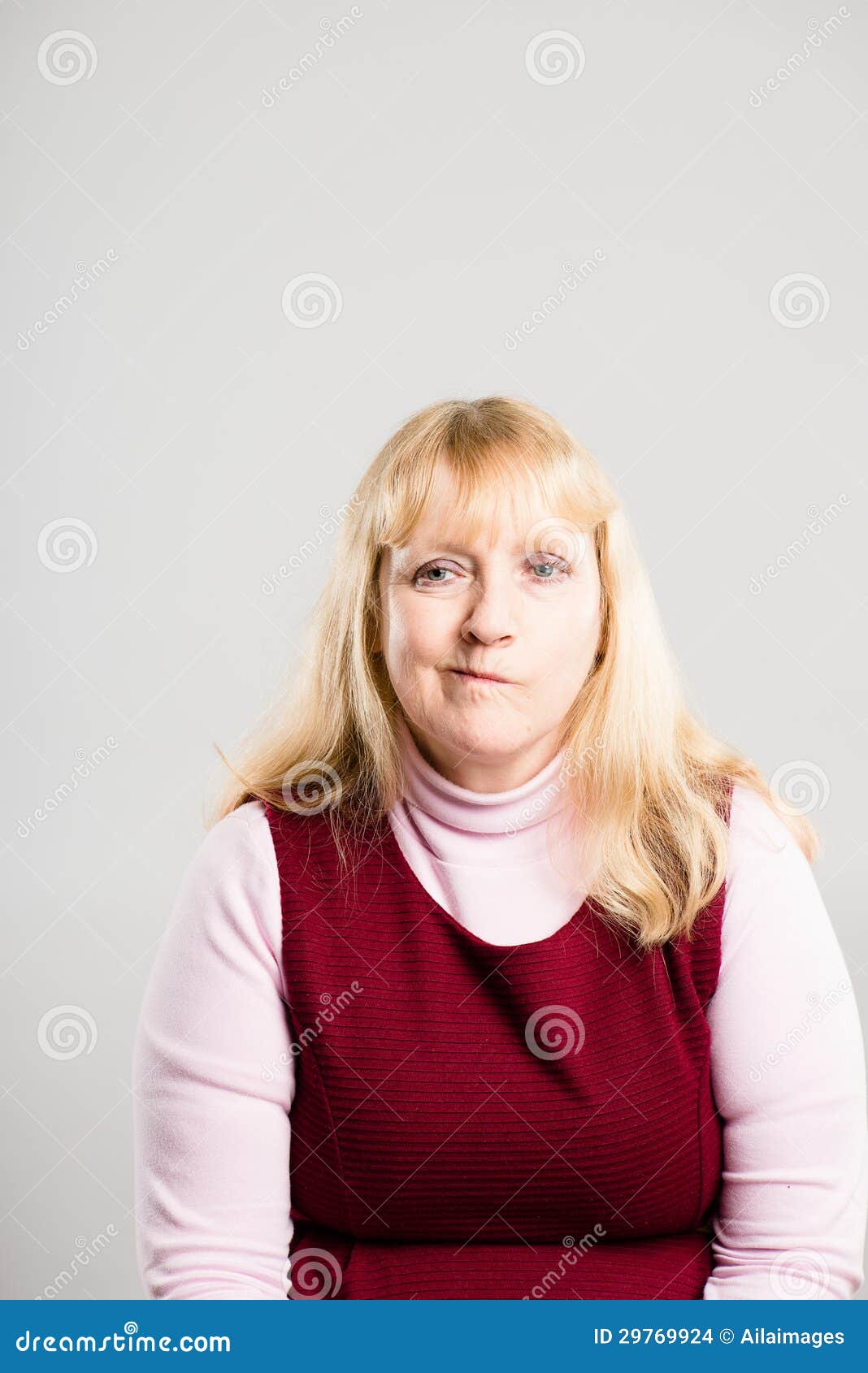 Funny Woman Portrait Real People High Definition Grey Background Stock ...