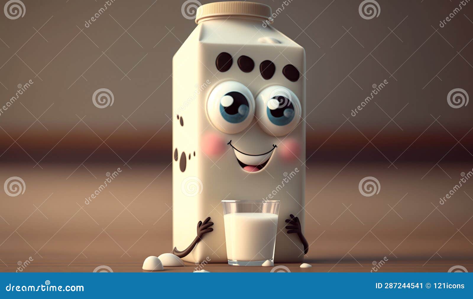 Funny Milk Cartoon Character. Generative AI Stock Illustration ...