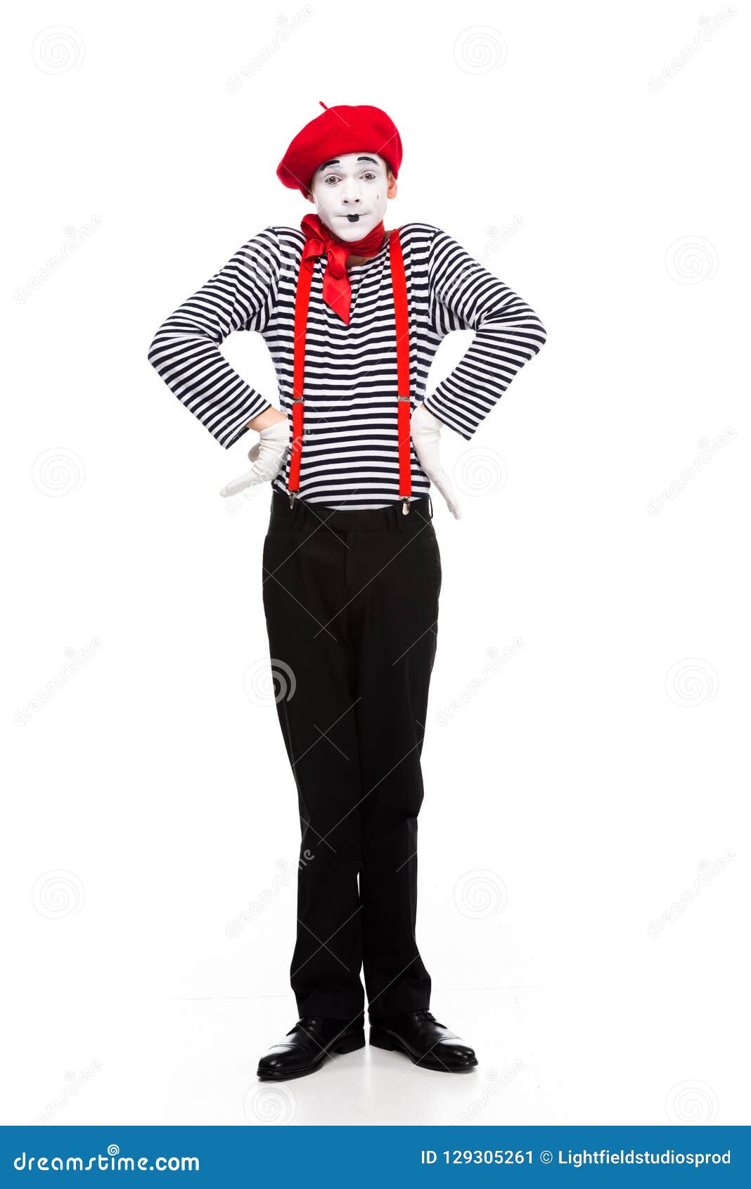 Funny Mime Standing with Hands Akimbo Stock Image - Image of person ...