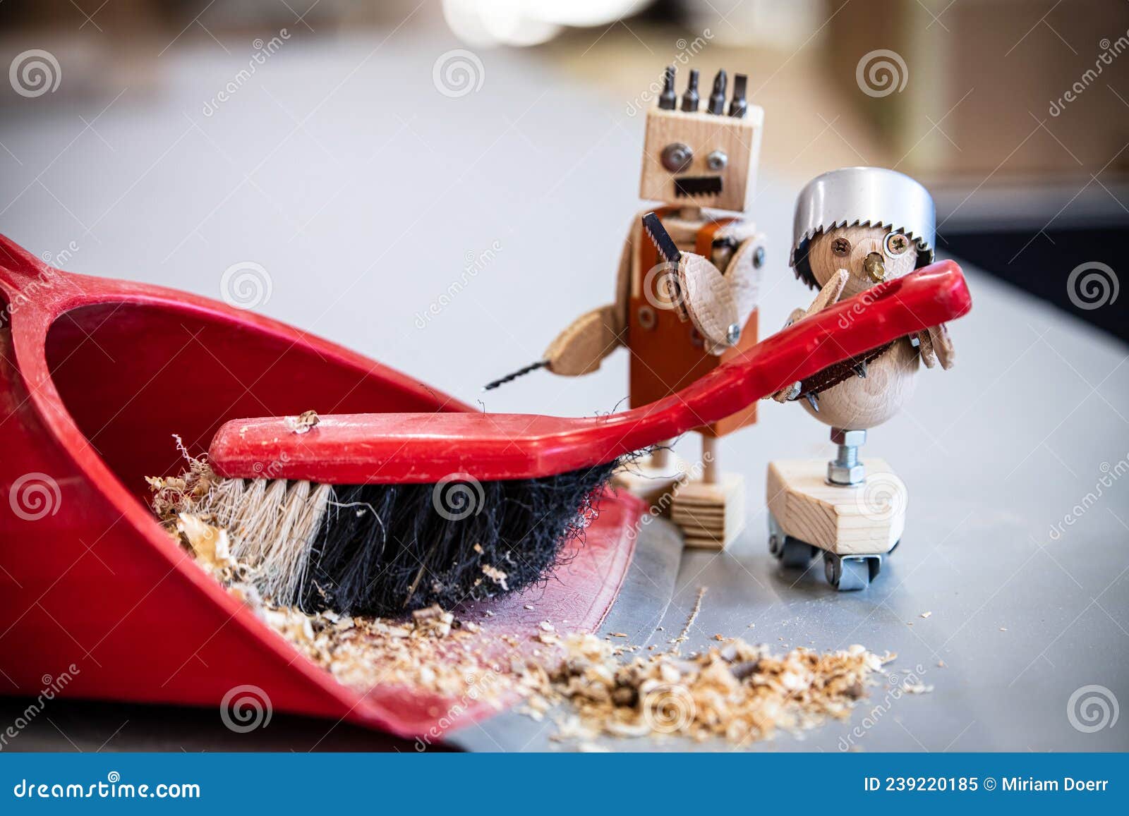 Funny Miniatures As Carpenter Working in a Workshop Stock Image - Image ...