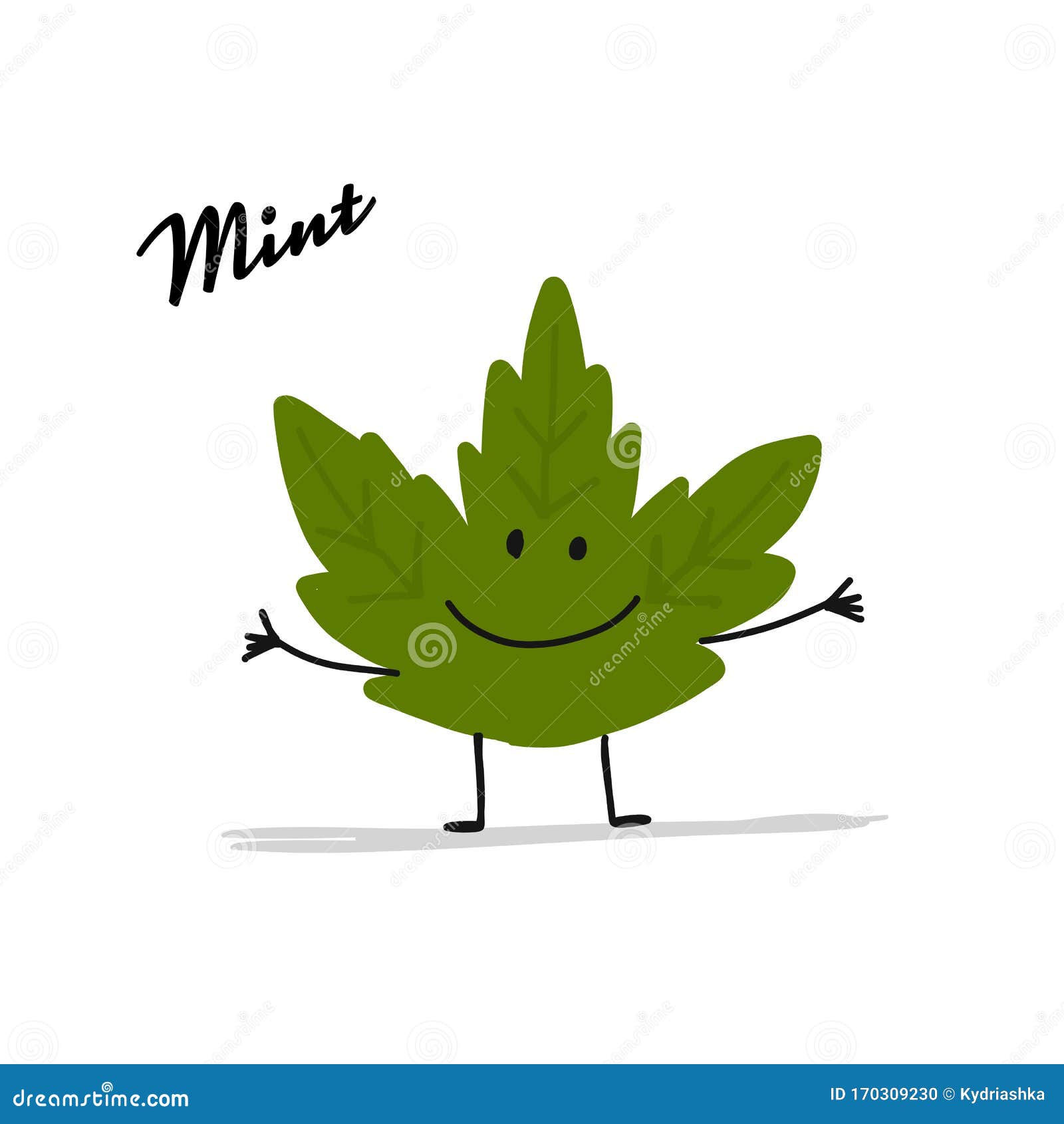Funny Mint Leaf, Character for Your Design Stock Vector - Illustration ...