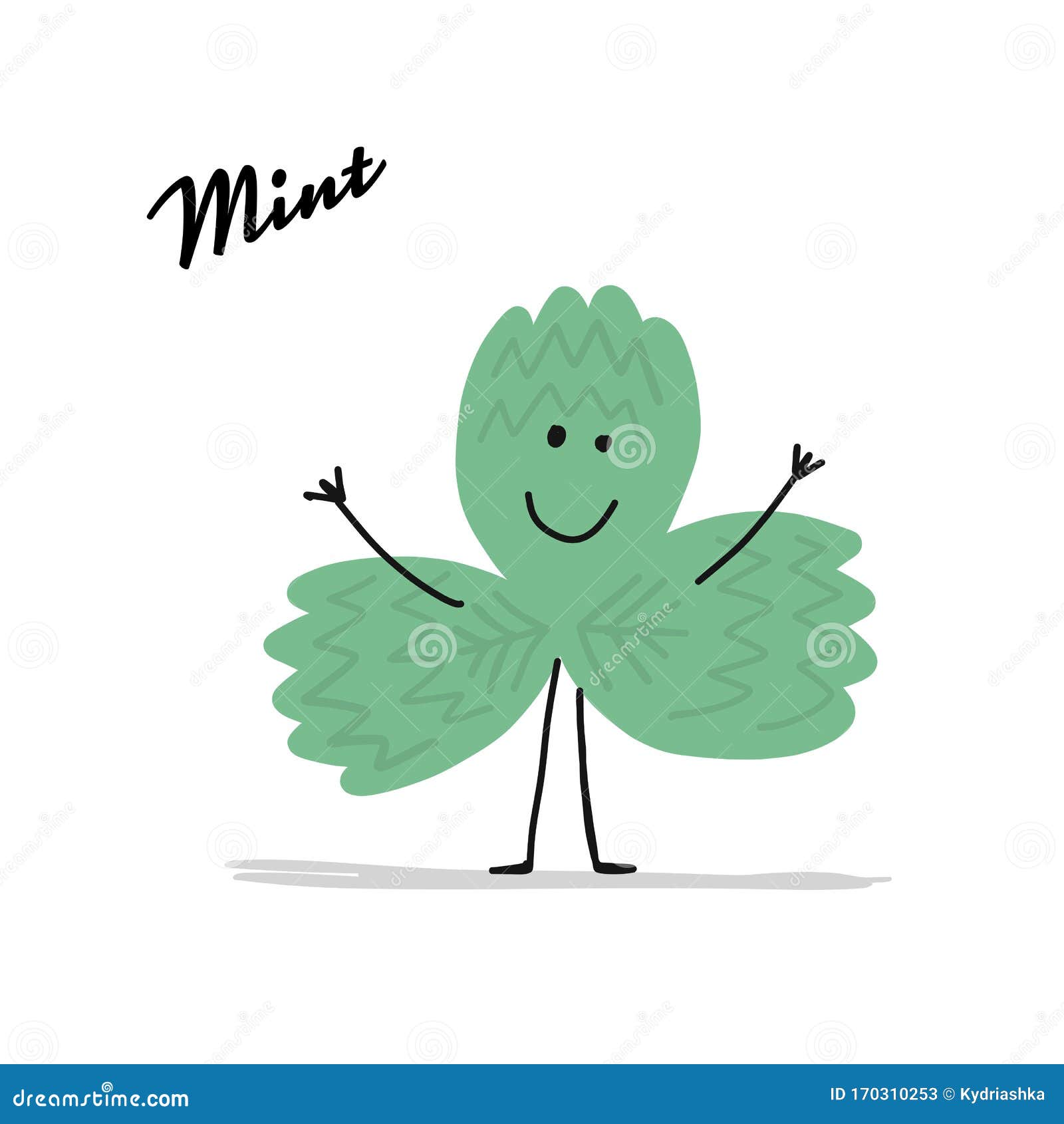 Funny Mint Leaf, Character for Your Design Stock Vector - Illustration ...