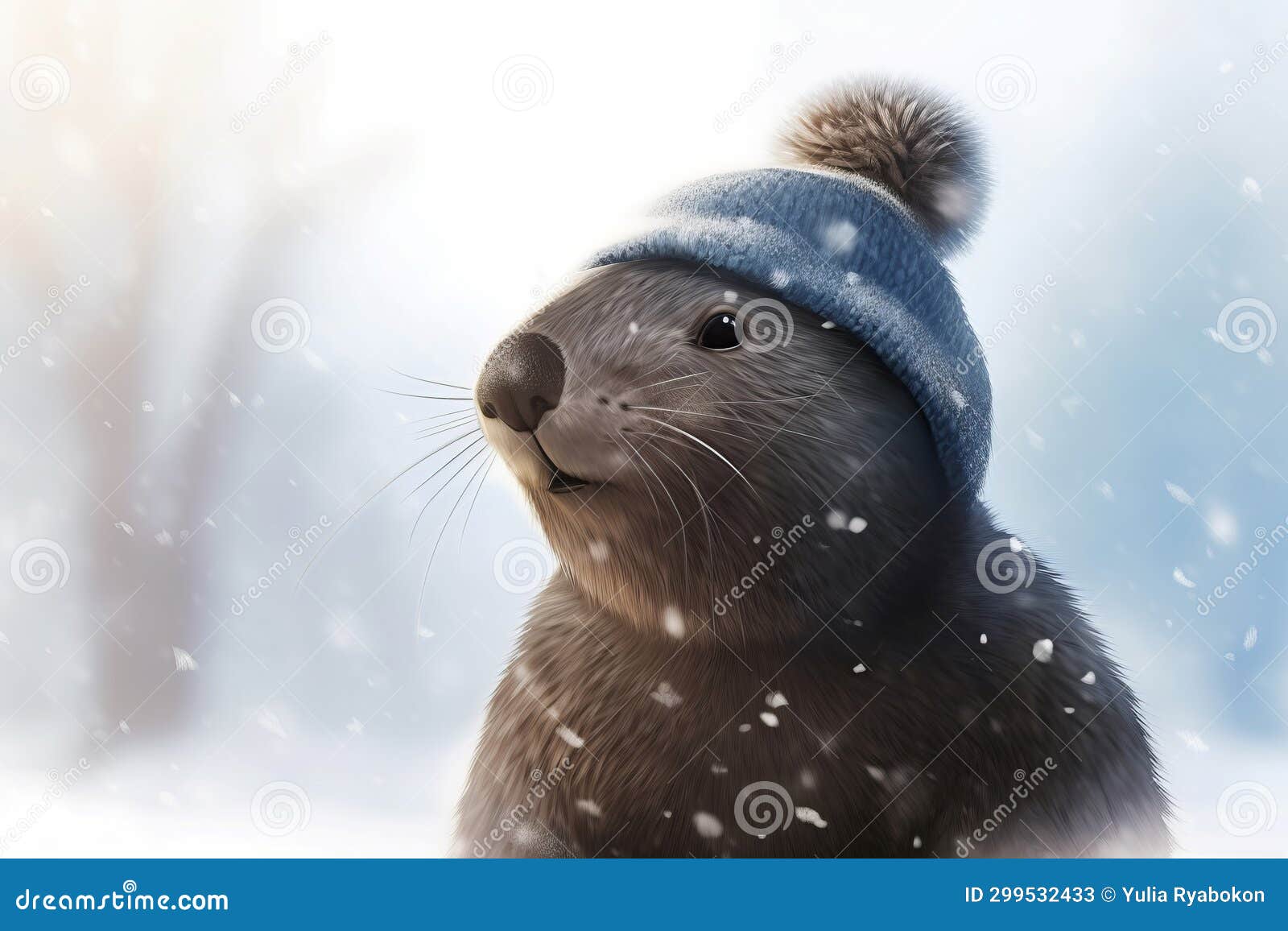 Funny Mole Wearing Winter Hat. Generate Ai Stock Illustration ...
