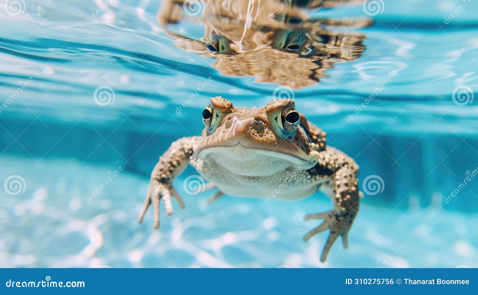 Hilarious Underwater Scene Toad in Pool Plays Deep Dive Action, Ai ...
