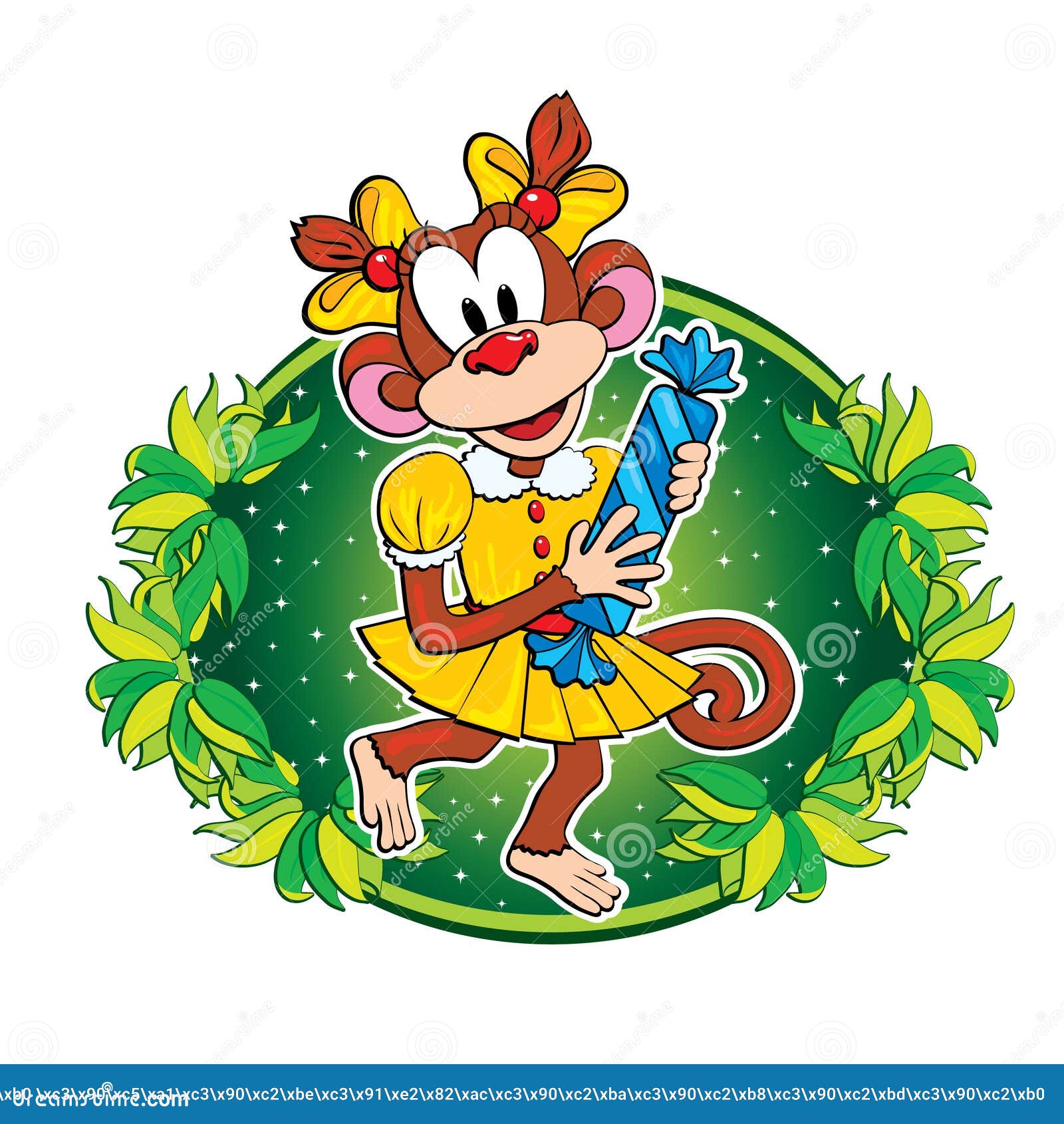 Funny Monkey with a Candy. Vector Character. Stock Vector ...