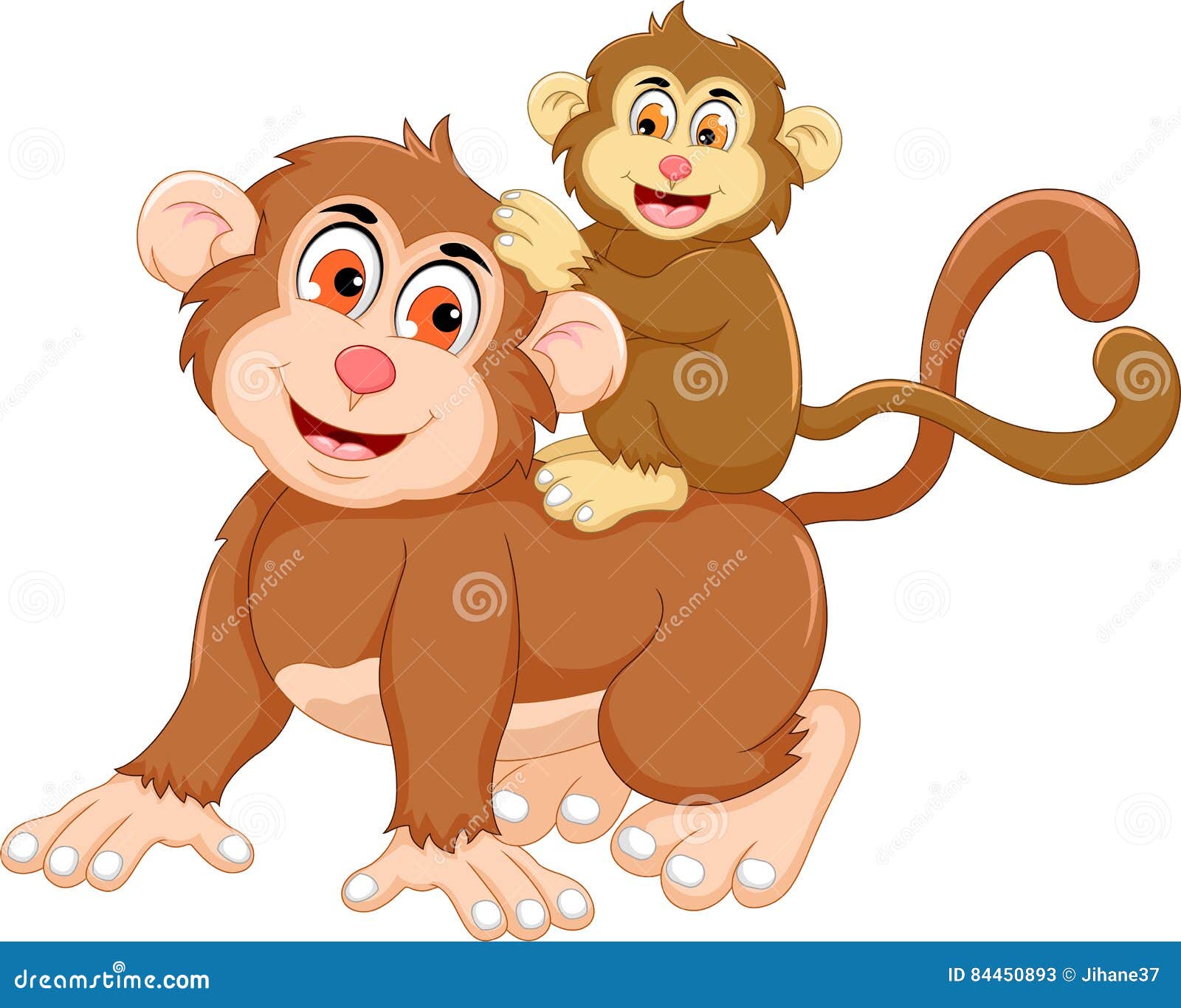 Funny Monkey Cartoon with Her Baby Stock Illustration - Illustration of ...