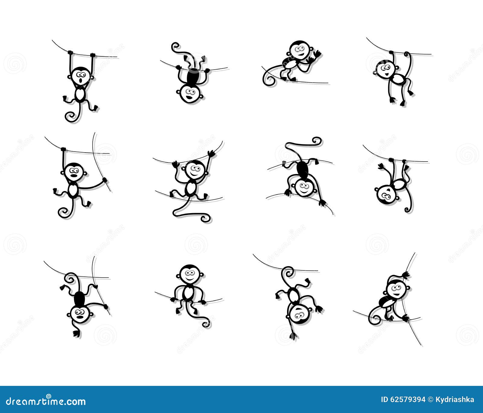 Funny Monkey Collection for Your Design Stock Vector - Illustration of ...