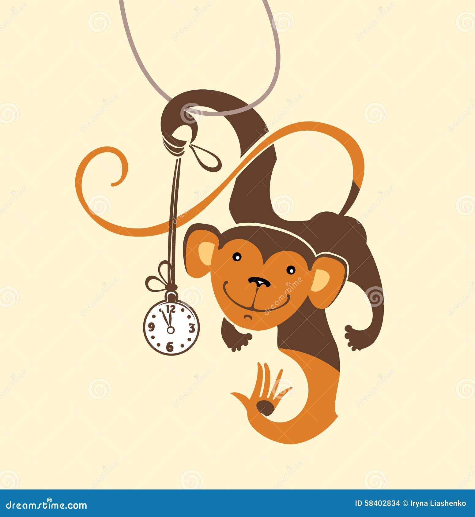 Funny monkey. stock illustration. Illustration of cheerful - 58402834