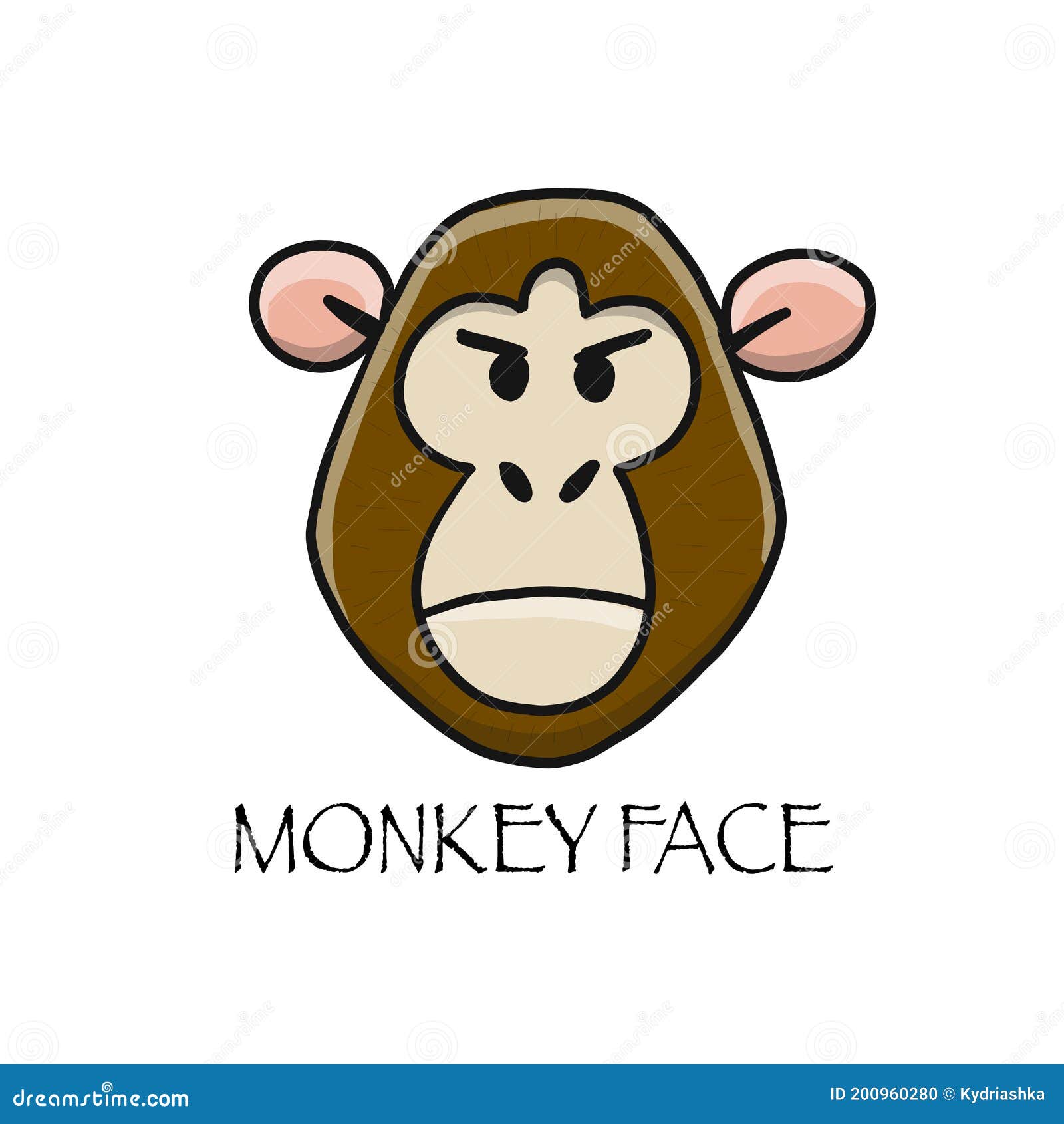 Funny Monkey Face. Sketch for Your Design Stock Vector - Illustration ...