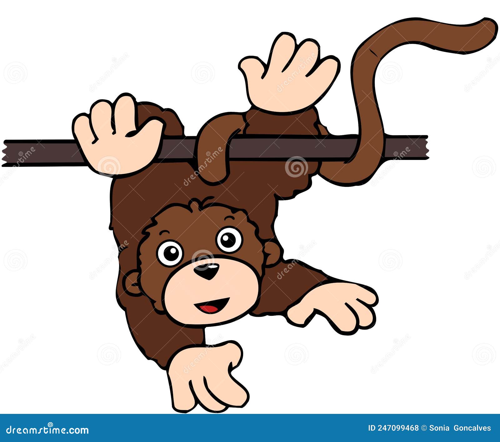 Funny Monkey Hanging from Iron Bar Stock Vector - Illustration of ...
